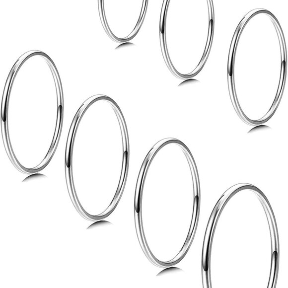 Jewelry | 1mm Stainless Steel Stacking Rings For Women Thin Gold Plain ...